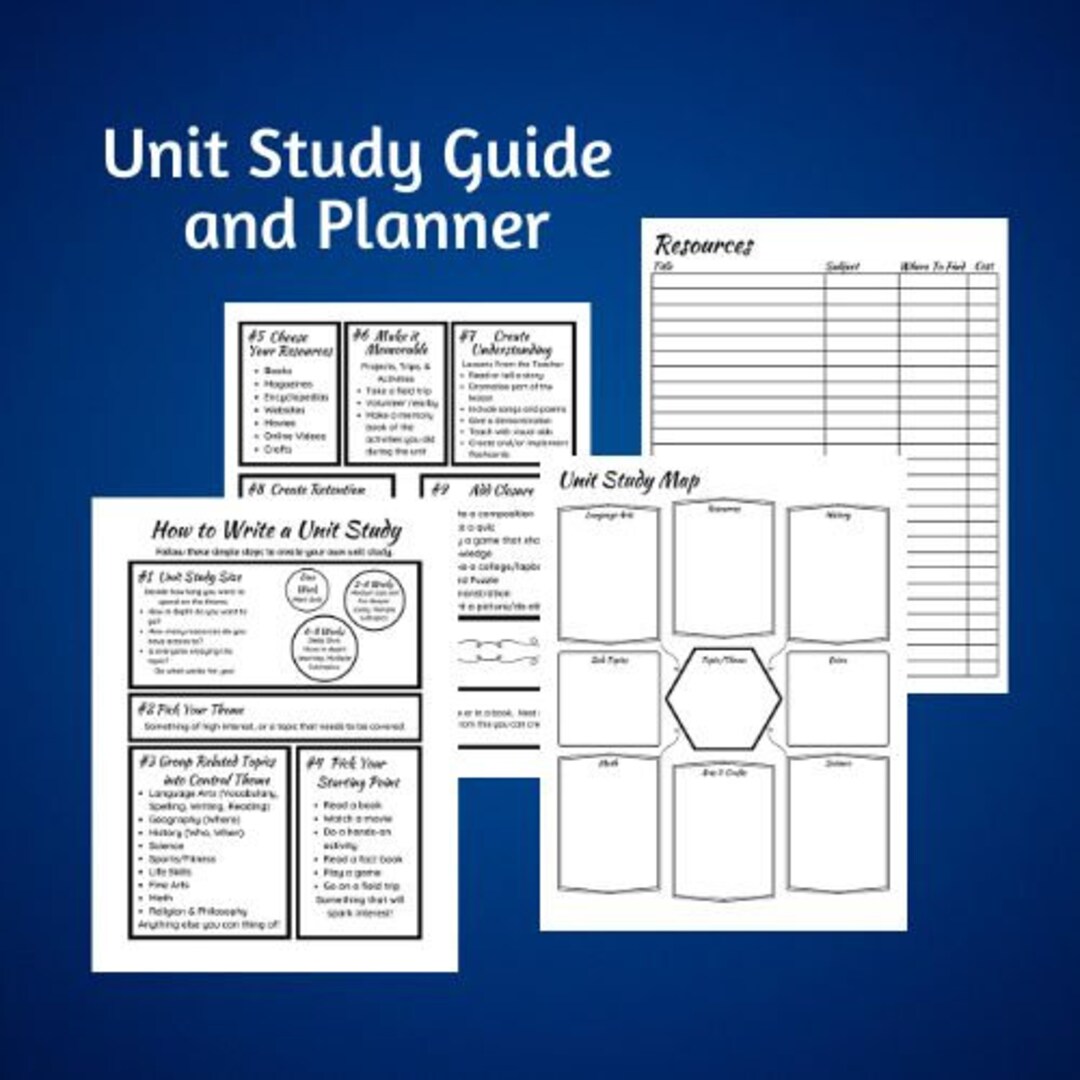 UNIT STUDY PLANNER |homeschool Planner Guide | Digital Printable | A ...