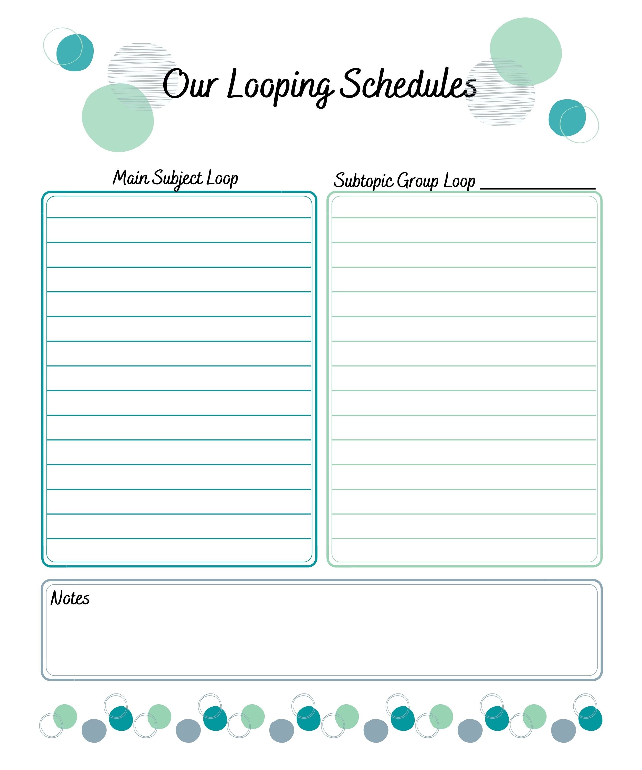 LOOPING SCHEDULE PLANNER | Homeschool Planner Printable | Rotating ...