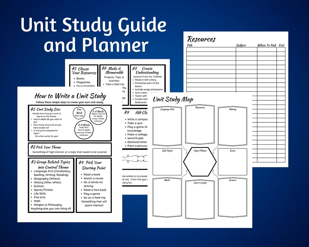 UNIT STUDY PLANNER homeschool Planner Guide Digital - Etsy