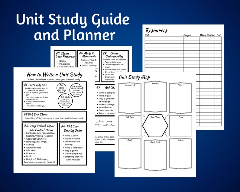 UNIT STUDY PLANNER homeschool Planner Guide Digital - Etsy