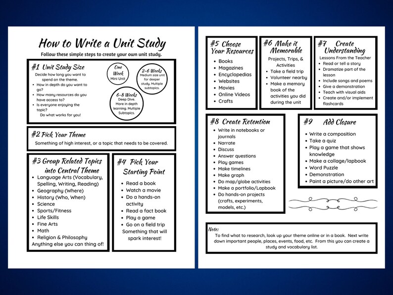 UNIT STUDY PLANNER |homeschool Planner Guide | Digital Printable | A ...