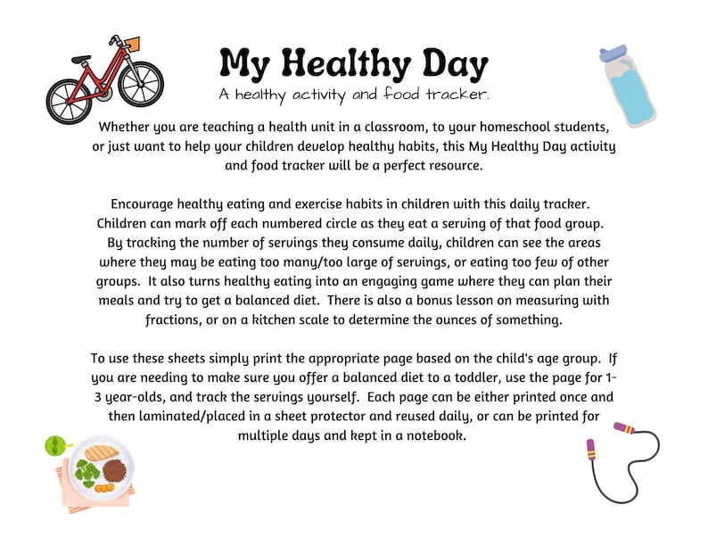MY HEALTHY DAY | Healthy Food and Activity Tracker | Educational ...