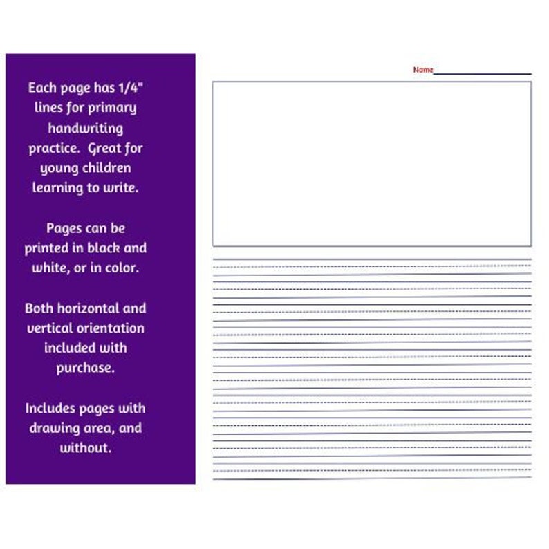 PRIMARY HANDWRITING PAGES Black and White Color Homeschool Writing ...