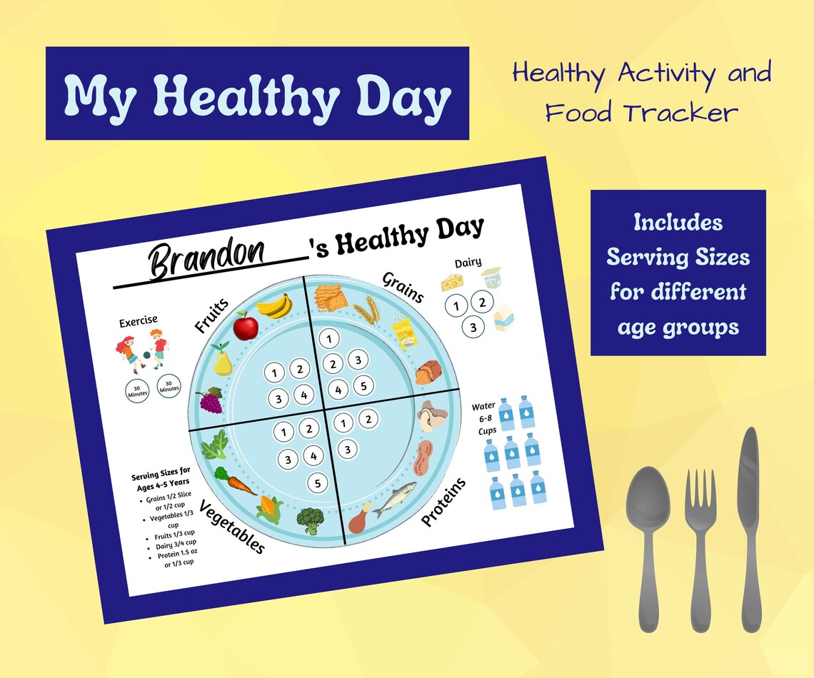 MY HEALTHY DAY Healthy Food and Activity Tracker - Etsy