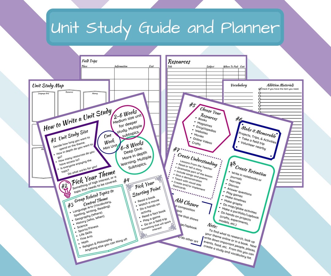 Unit Study Planner Workbook: Homeschool Curriculum (digital Printable ...