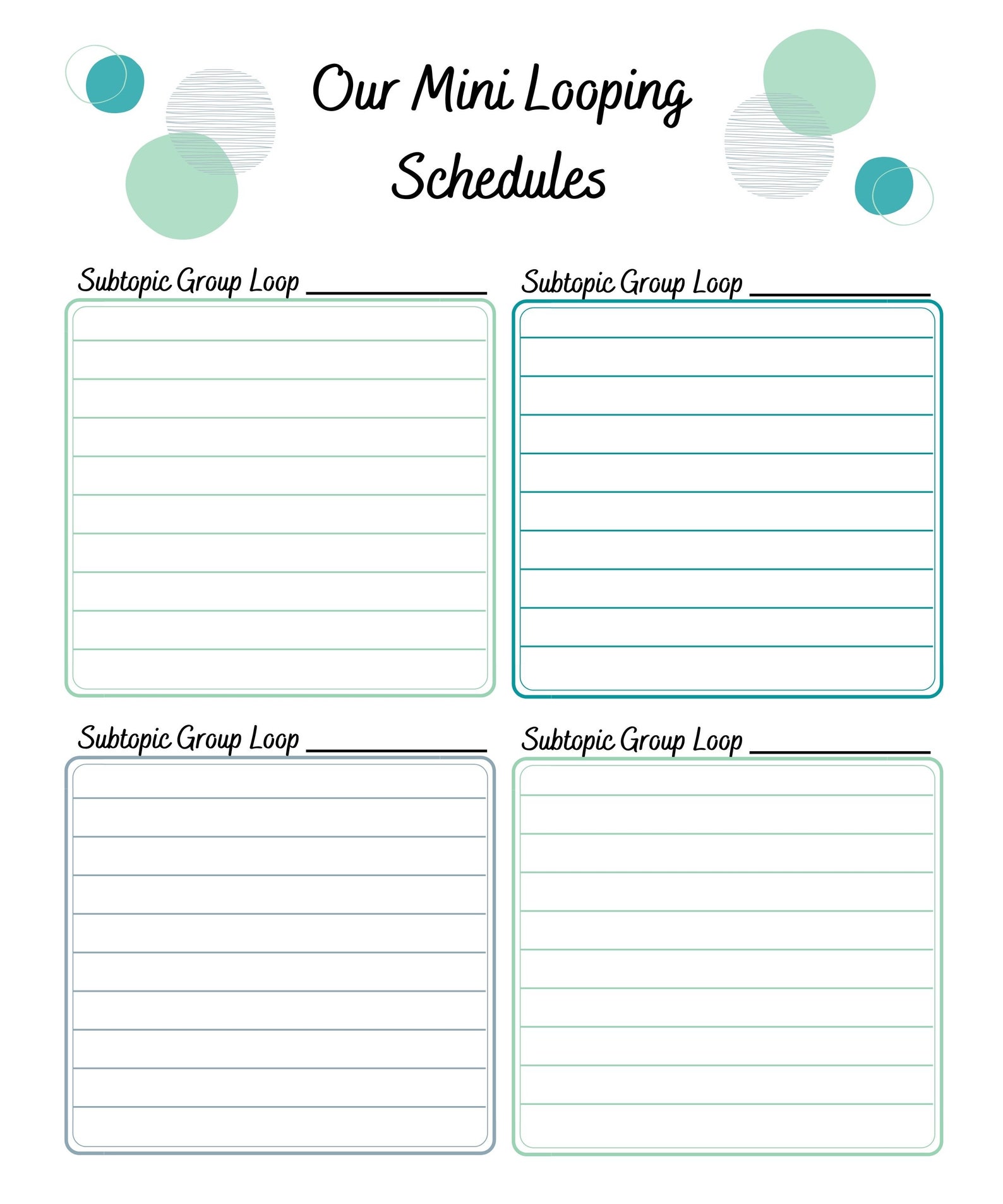 LOOPING SCHEDULE PLANNER | Homeschool Planner Printable | Rotating ...