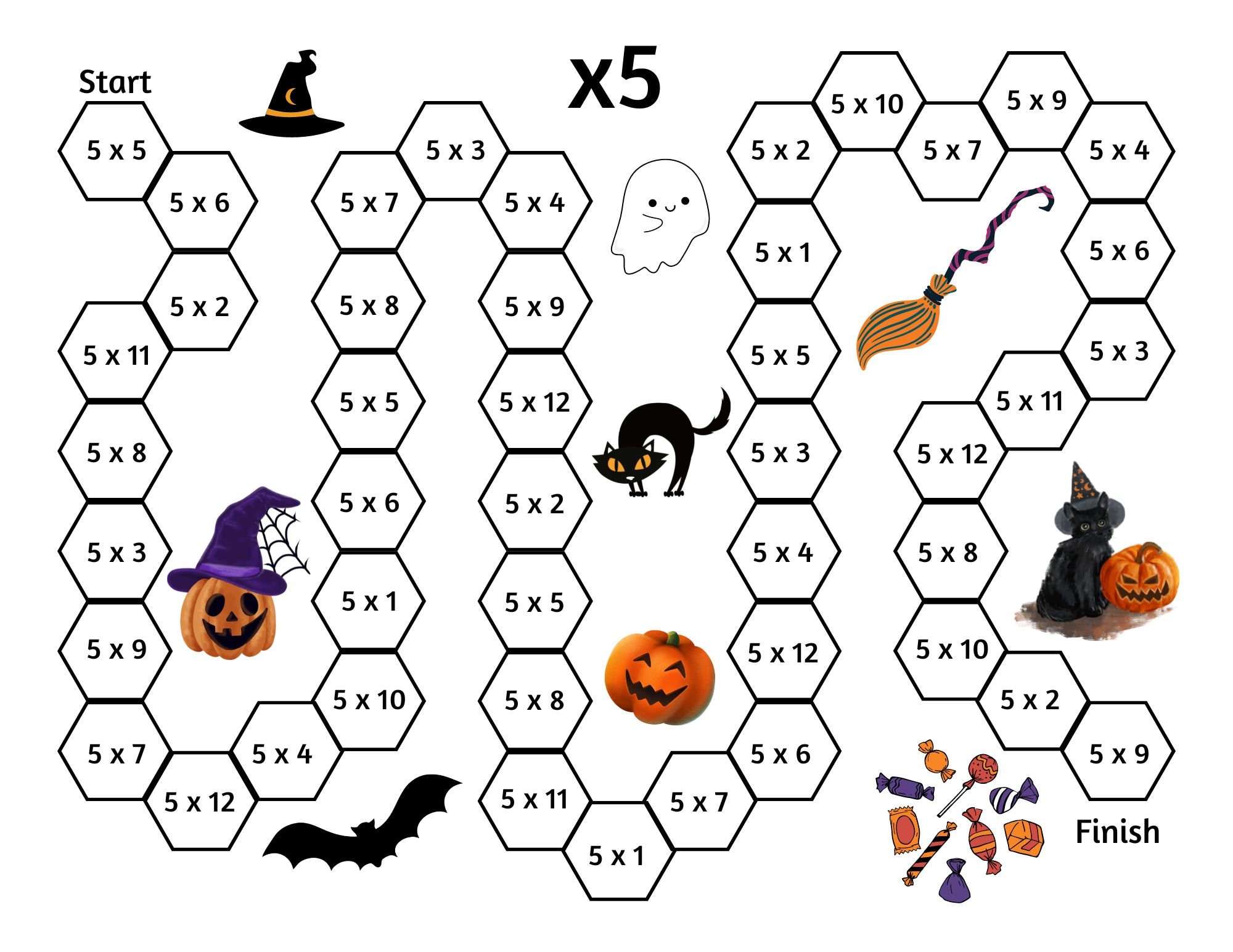 HALLOWEEN MULTIPLICATION GAME Digital Printable Math - Etsy