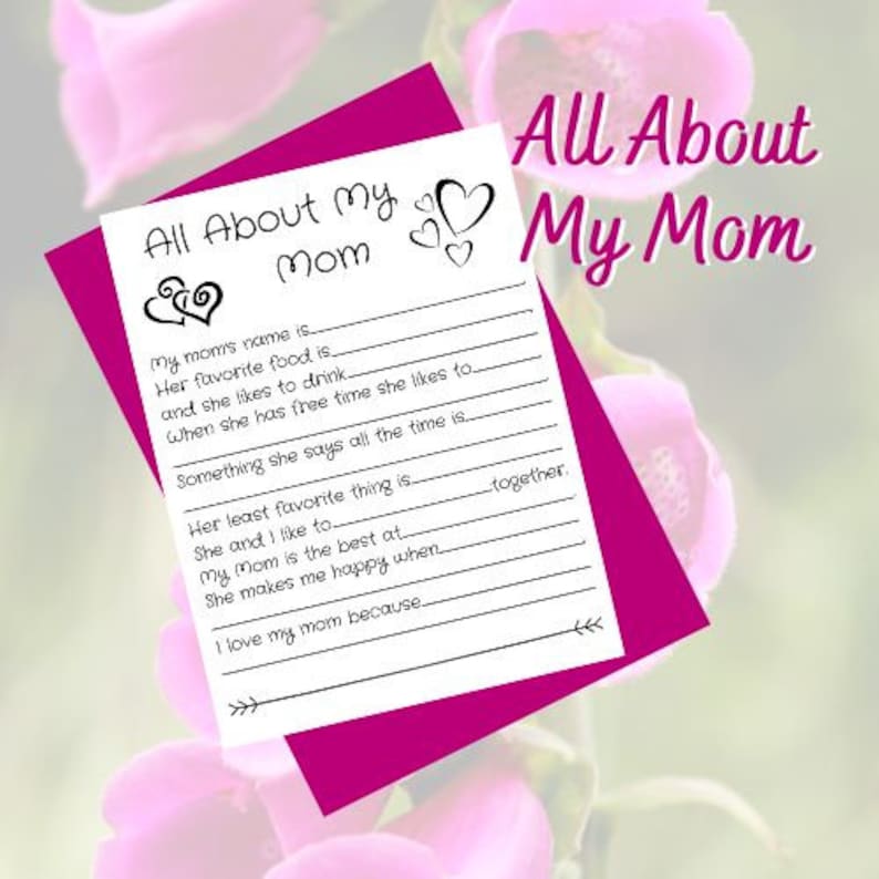 All About My Mom | Mother's Day | Questionnaire | Digital Printable - Etsy