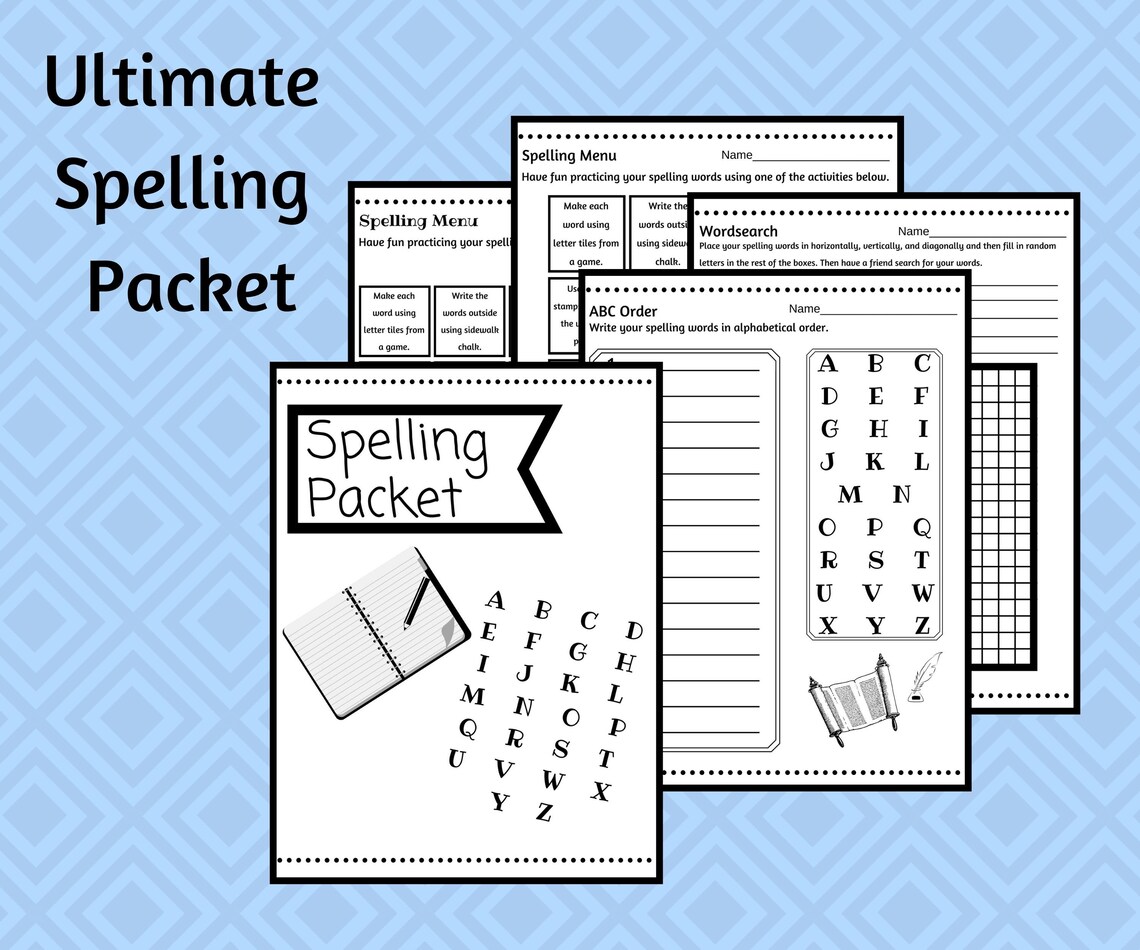 COMPLETE SPELLING PACKET Homeschool Elementary Spelling - Etsy