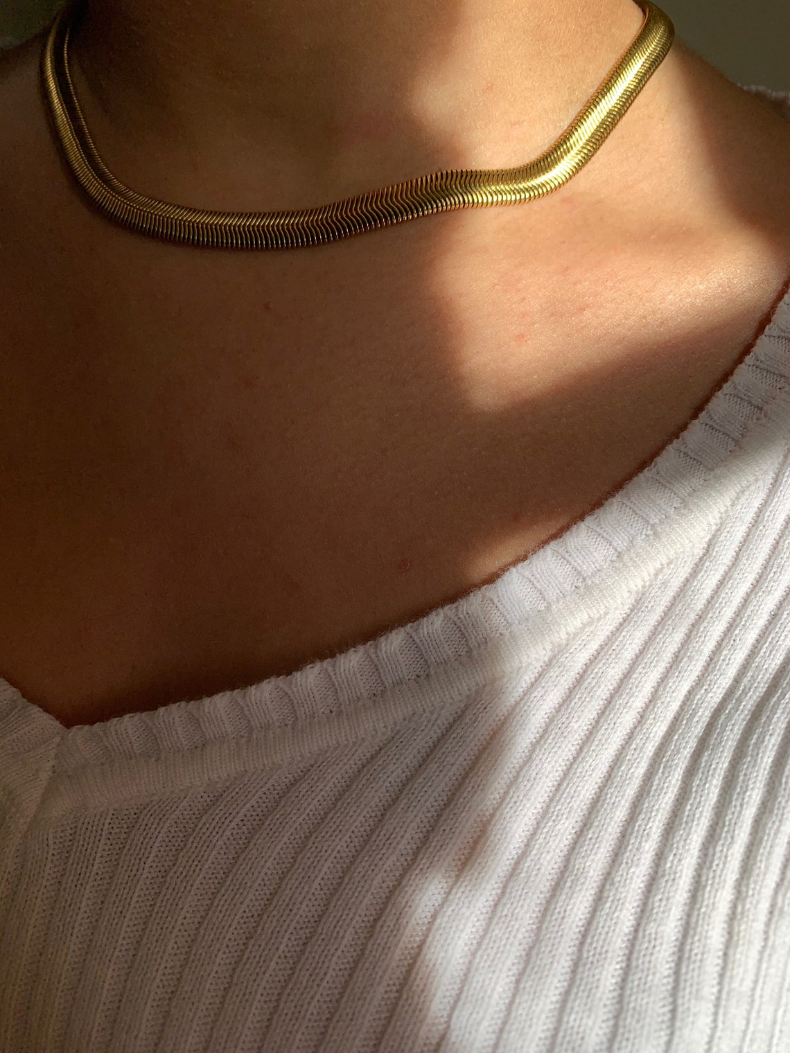 18k Gold Plated Snake Chain, Thick Snake Chain Necklace, Gold Chunky ...