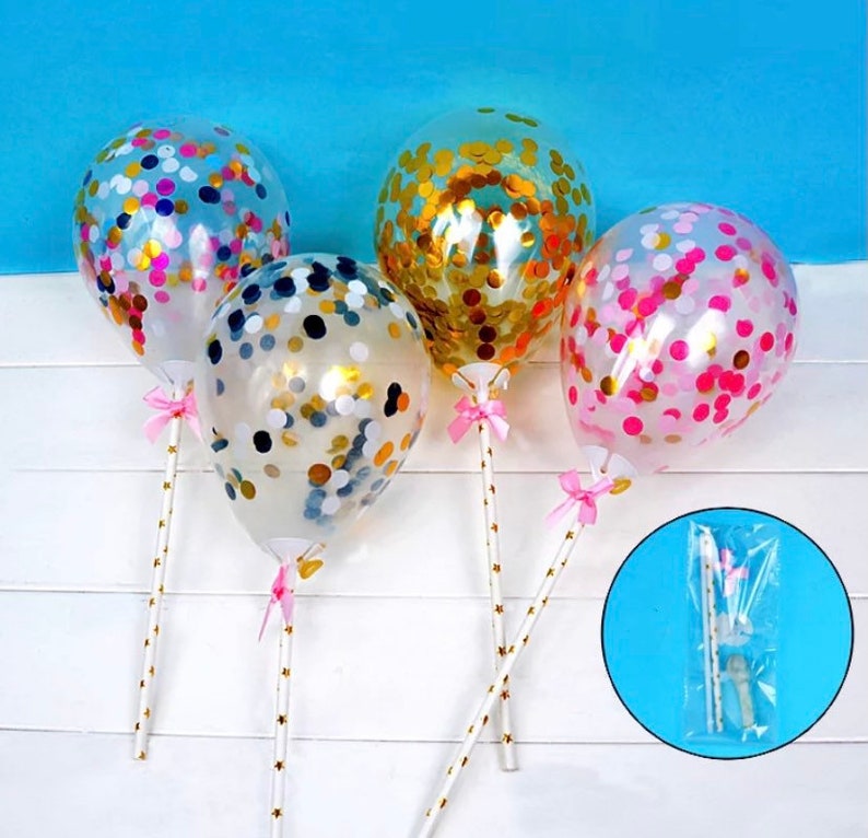 Single Mini 5 Clear Balloon Cake Topperconfetti Balloon - Etsy