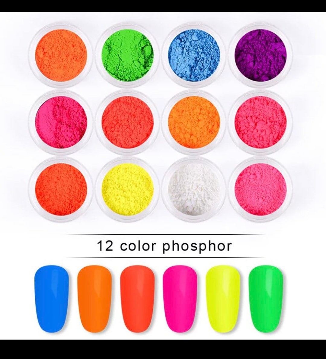 Stack of 12 Neon Pigment Powder Fluorescent Color Gradient Fluorescence ...