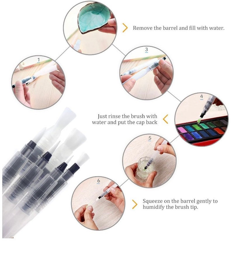 Refillable Aquash Paintbrush With Water Reservoir, for Watercolour Oil ...