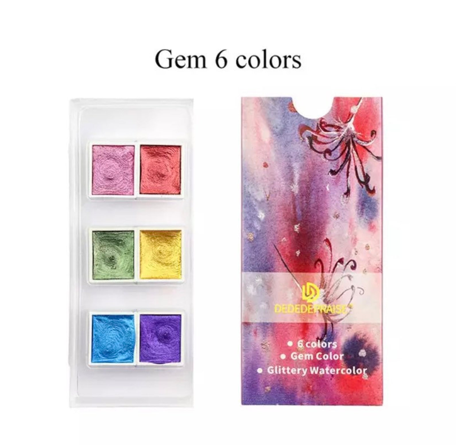 12 Colors Solid Watercolor Paints Set Textured Pearlescent - Etsy UK