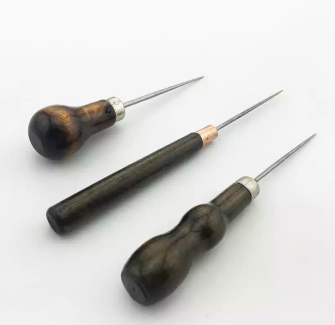 Professional Cloth Awl Sewing Tool, Leather Hole Punching, Wood Handle ...