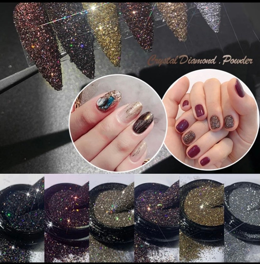 Crystal Diamond Powder, Glitter Nail Powder, Metallic Brown Glitter ...