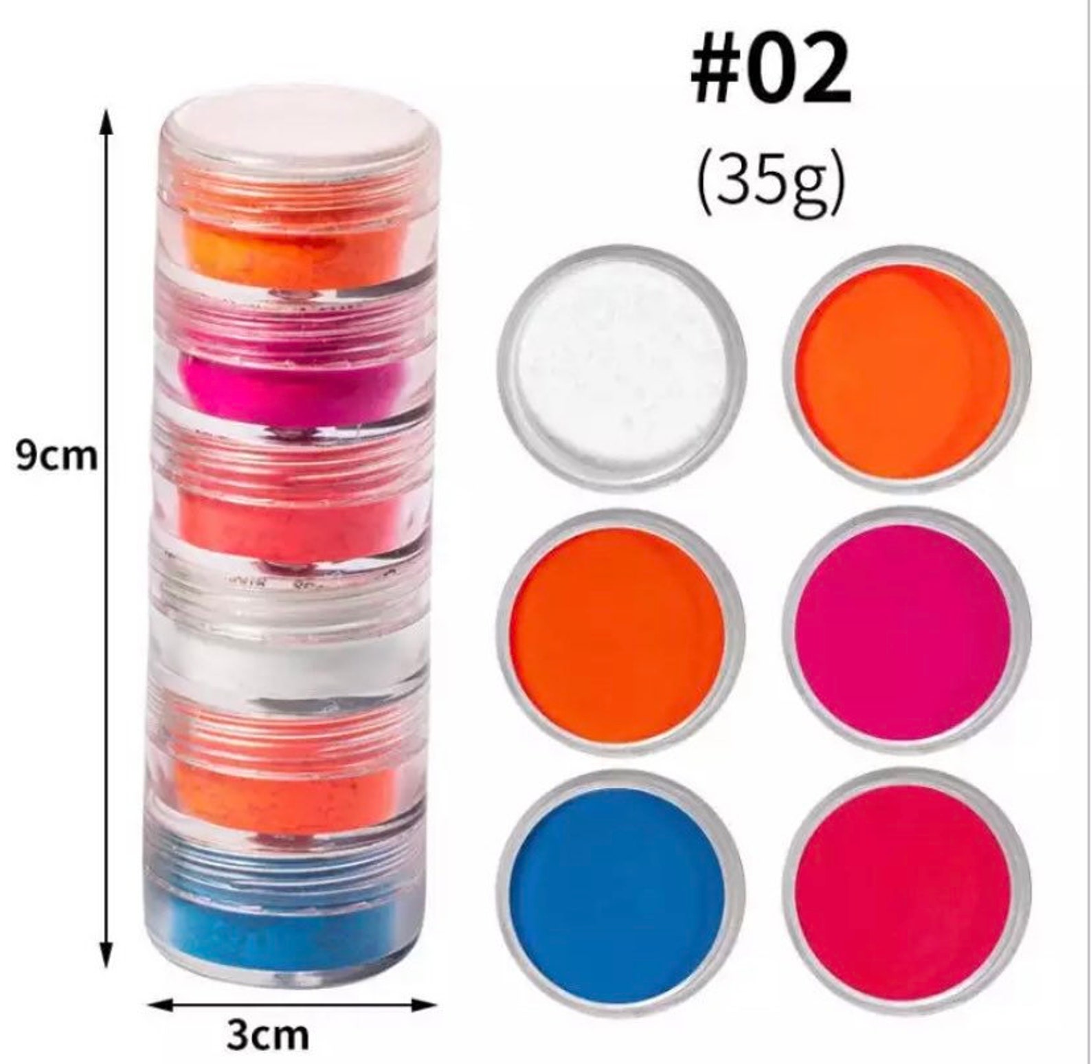 Stack of 6 Neon Pigment Powder Fluorescent Color Gradient - Etsy