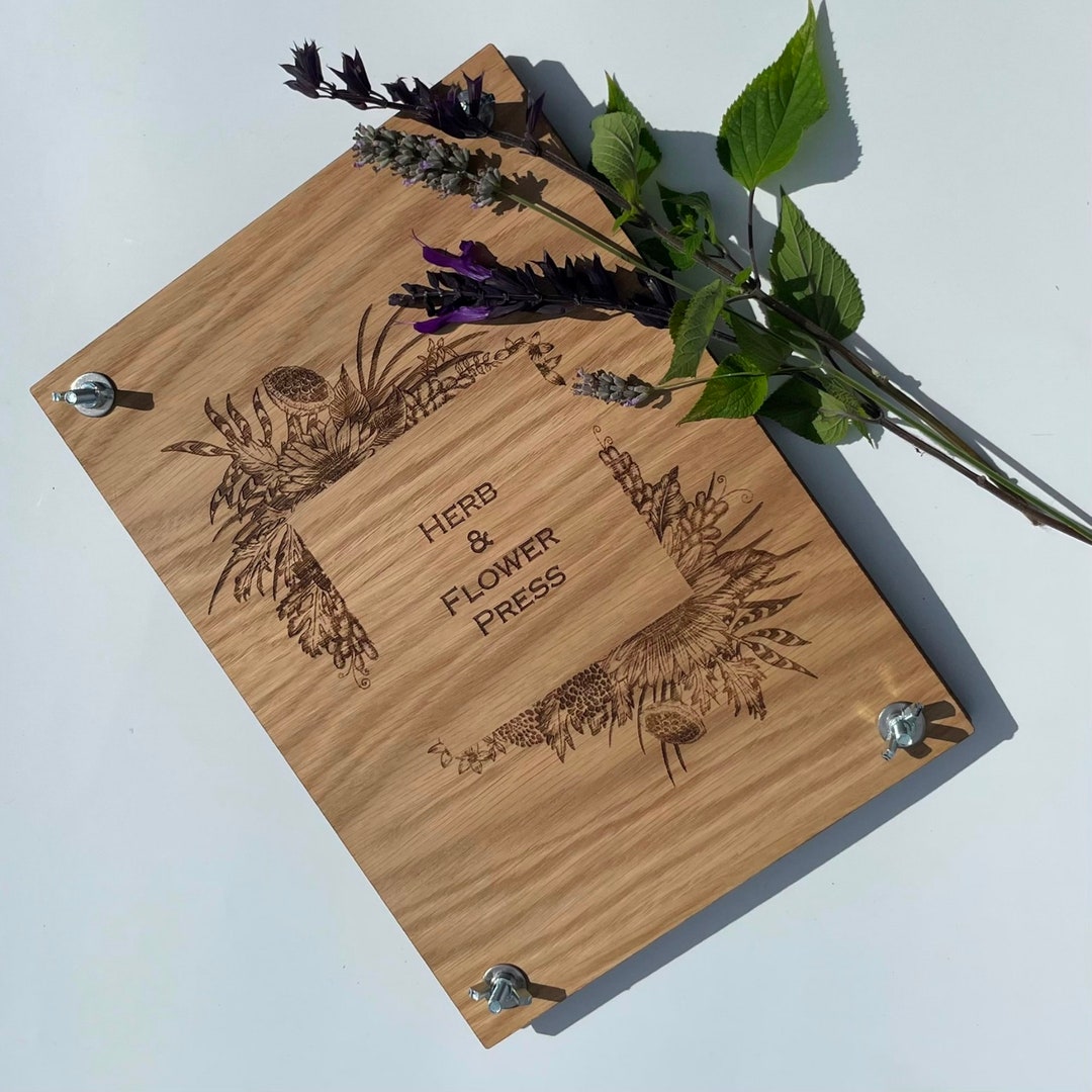 LARGE FLOWER PRESS - 33cm X 22cm (A4 Size) Beautifully Engraved Herb ...