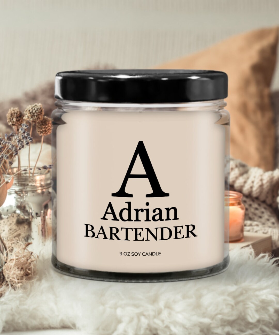Initial Bartender Candle, Gift for Bartender, Bar-staff Gift, Bartender ...
