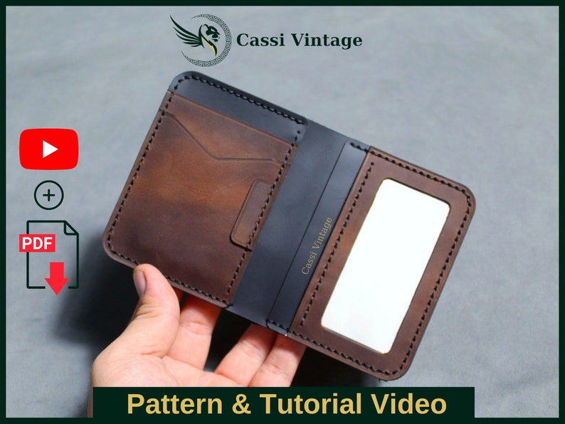 Leather Vertical Bifold Wallet Pattern: DIY PDF Template - Etsy
