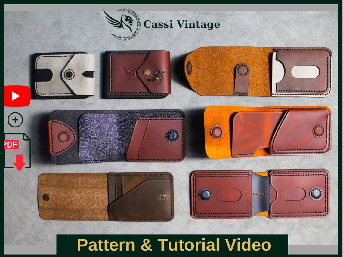 Set of 7 Leather Wallet Patterns Minimal Wallet Pattern - Etsy