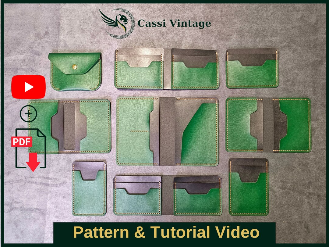 Set of 9 Leather Wallet Patterns - Minimal Wallet Pattern - Leather DIY ...