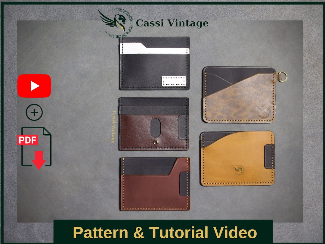 Set of 5 Leather Card Holder Patterns - Minimal Wallet Pattern ...