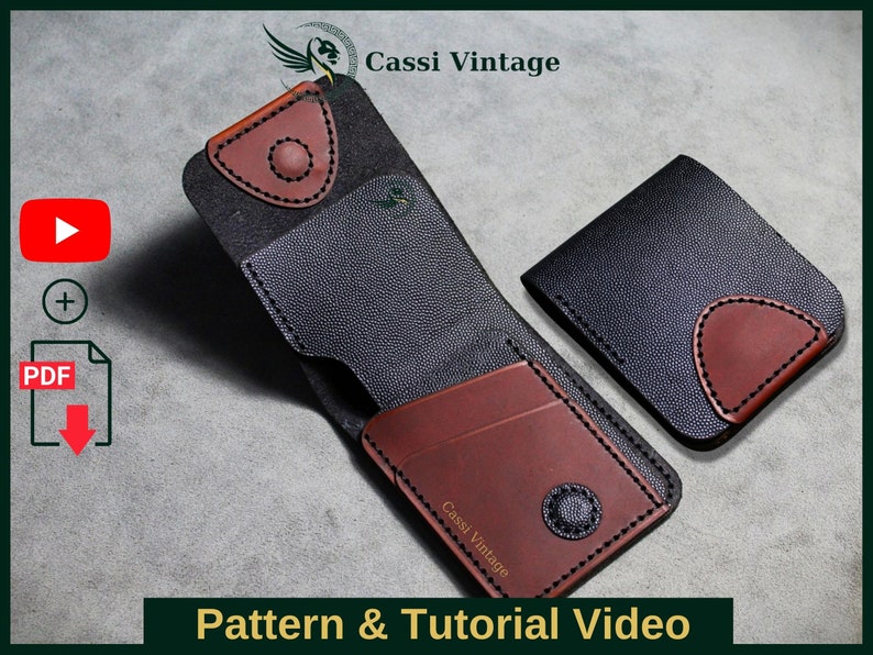 Set of 7 Leather Wallet Patterns Minimal Wallet Pattern - Etsy