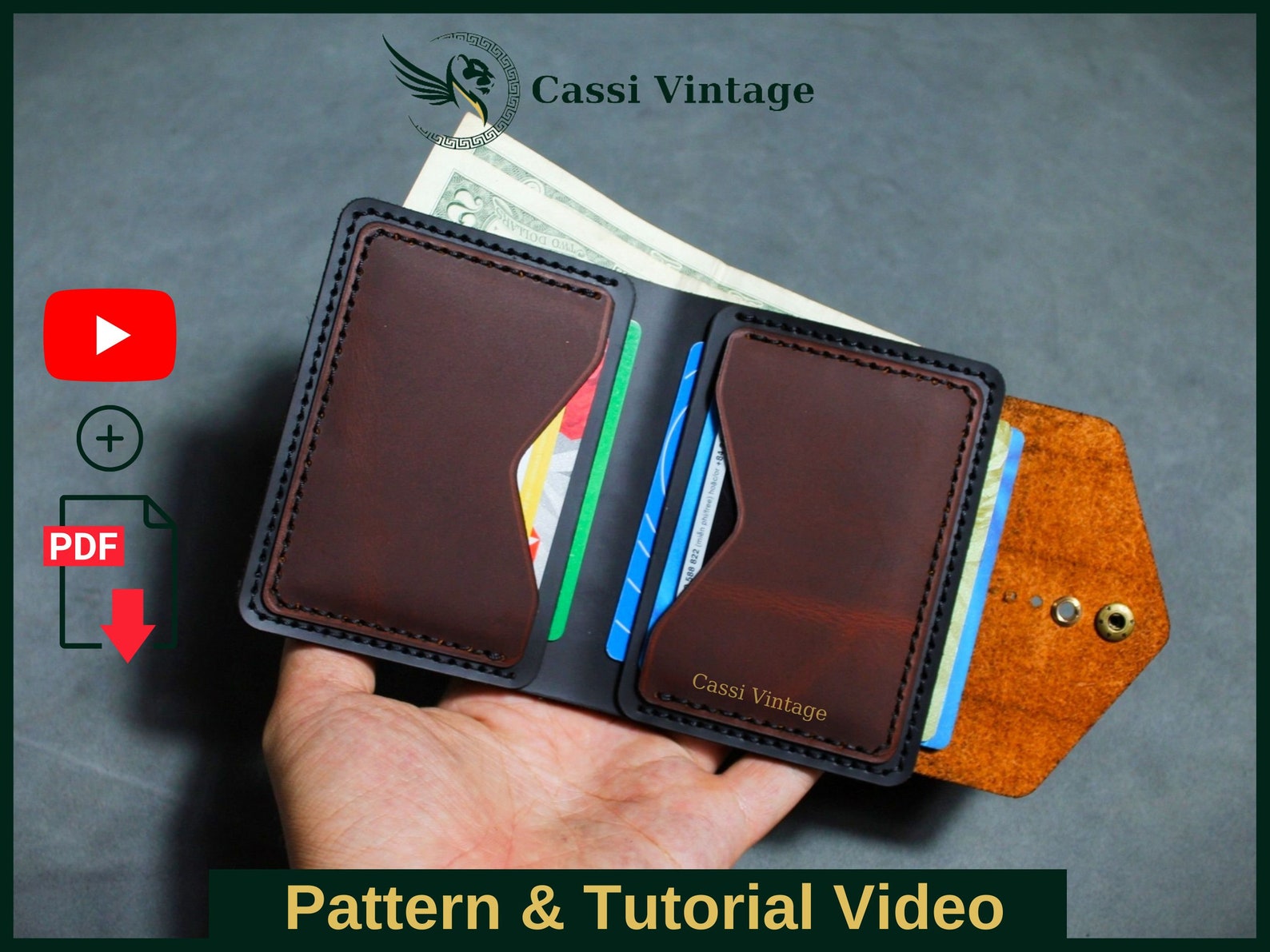 Leather Vertical Bifold Wallet Pattern PDF Leather DIY PDF - Etsy
