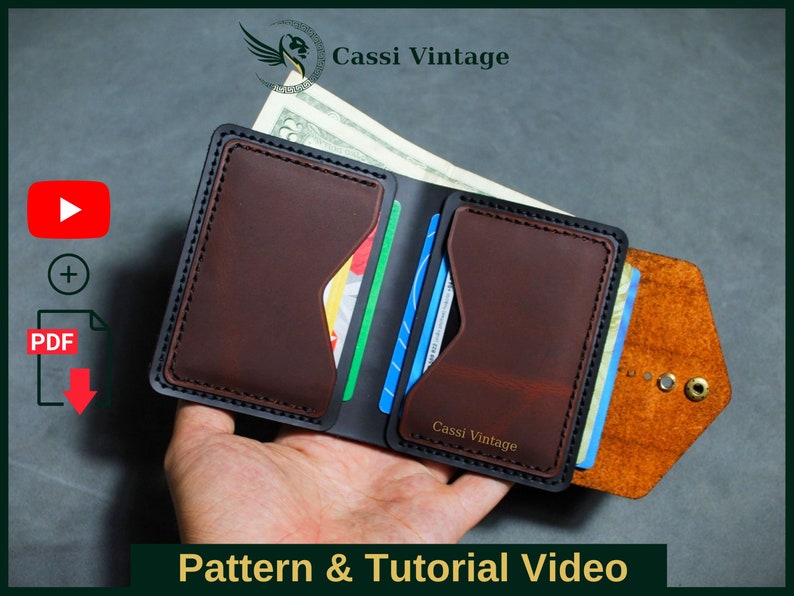 Leather Vertical Bifold Wallet Pattern PDF Leather DIY PDF - Etsy