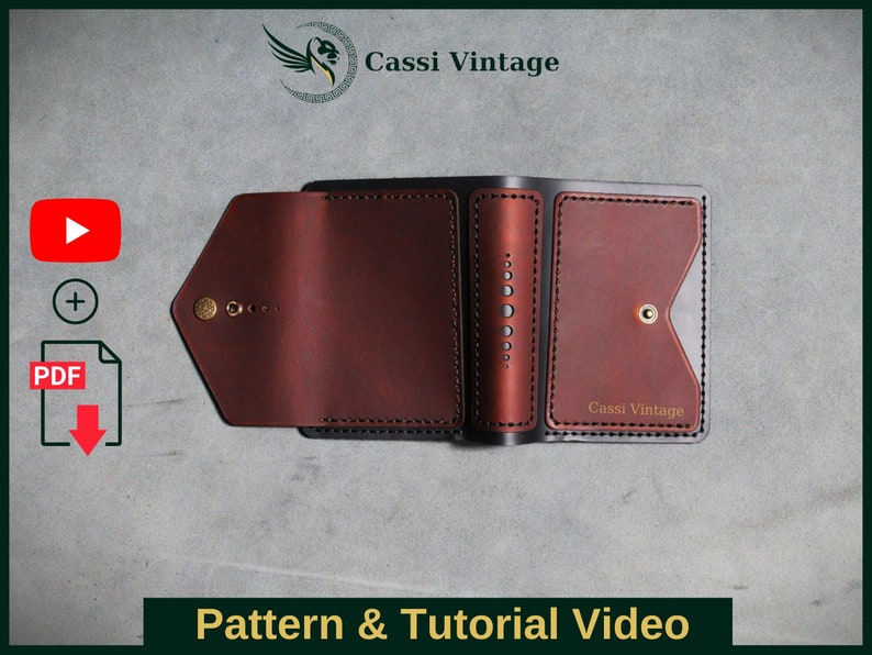 Leather Vertical Bifold Wallet Pattern: DIY PDF Download - Etsy