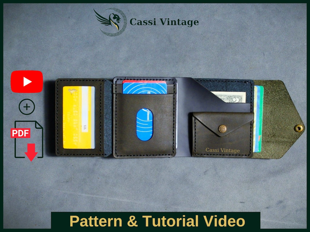 Mini Leather Vertical Trifold Wallet Pattern PDF, Leather DIY, PDF ...
