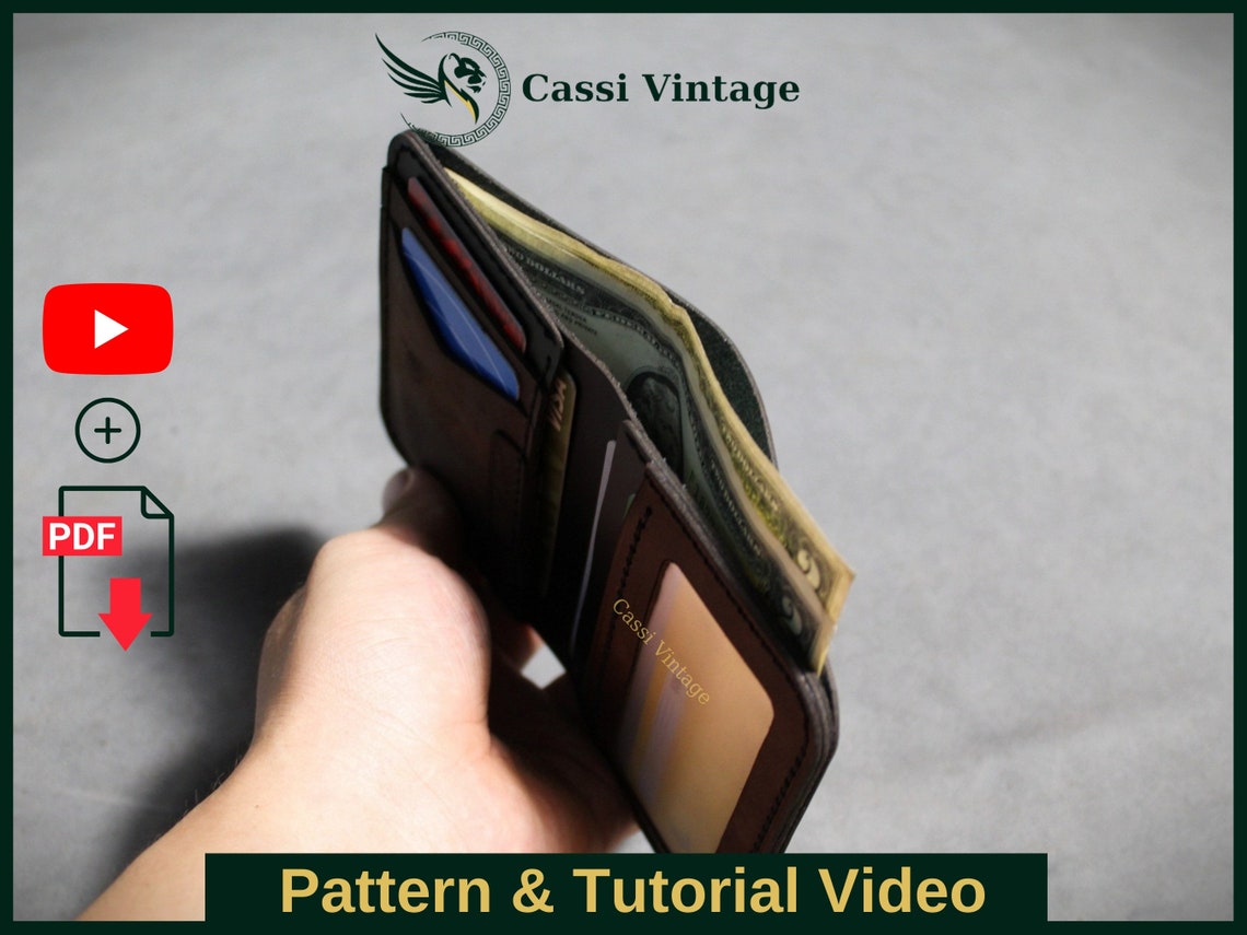 Leather Vertical Bifold Wallet Pattern: DIY PDF Template - Etsy