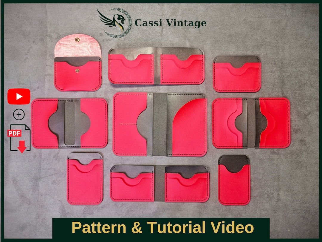 Set of 9 Leather Wallet Patterns - Minimal Wallet Pattern - Leather DIY ...