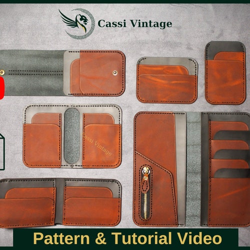 Set of 7 Leather Wallet Patterns Minimal Wallet Pattern - Etsy