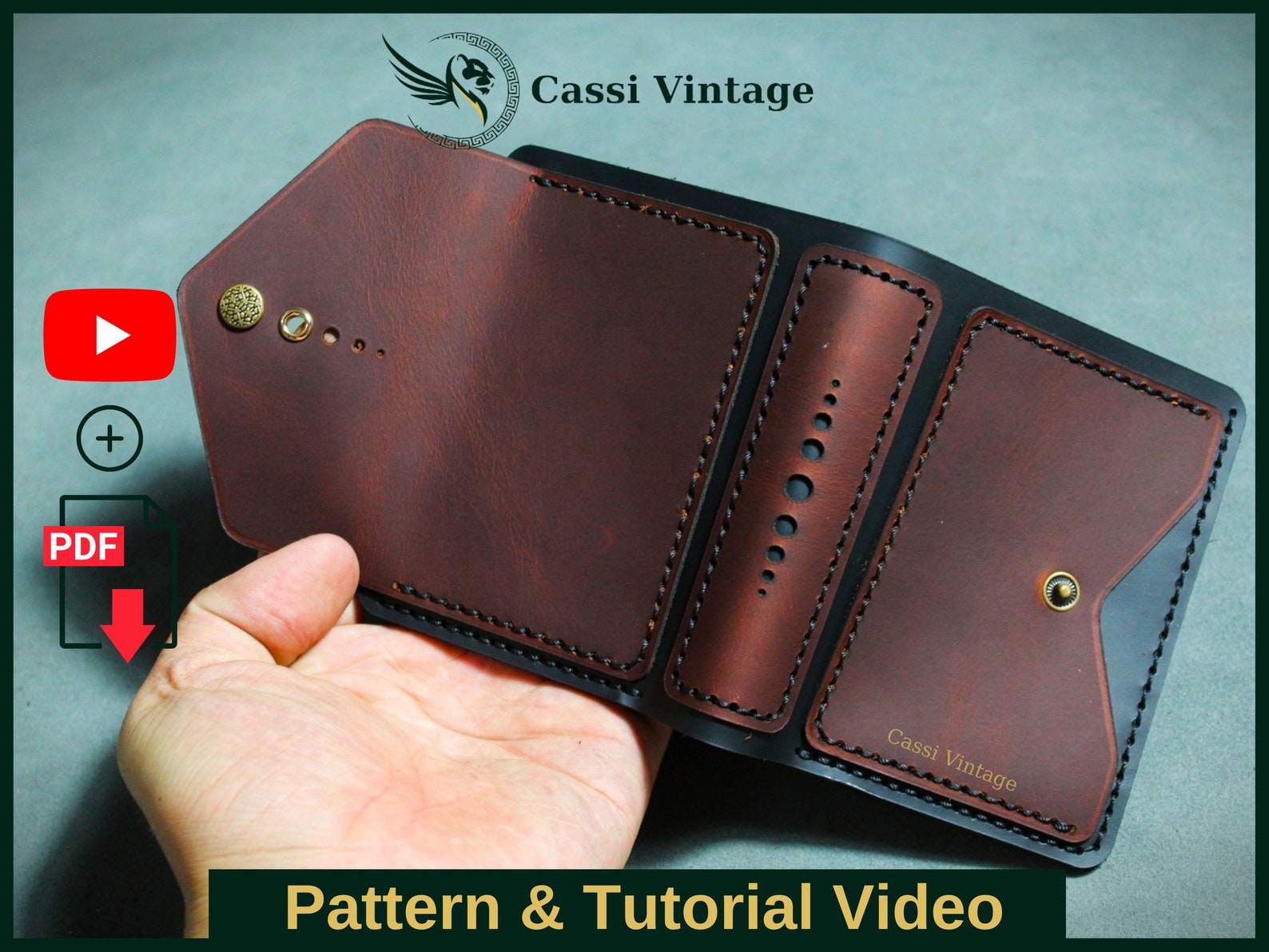 Leather Vertical Bifold Wallet Pattern: DIY PDF Download - Etsy