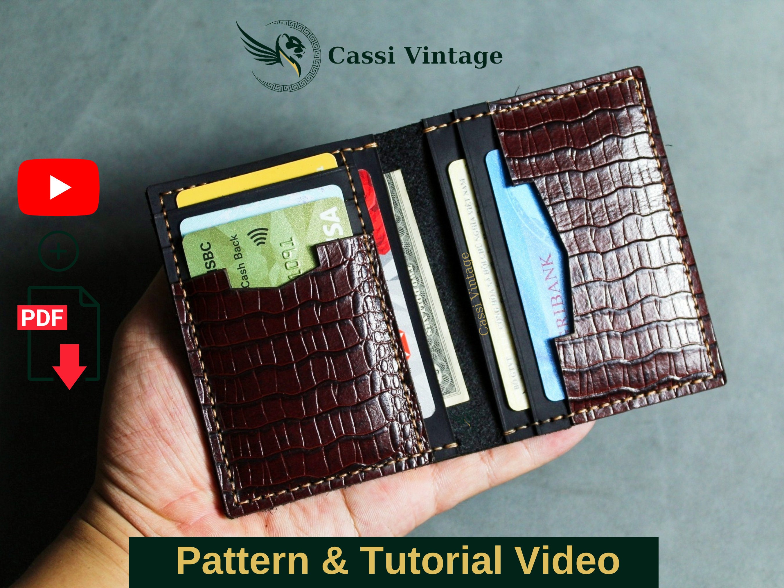 Leather Double Card Wallet Pattern PDF Leather DIY PDF - Etsy