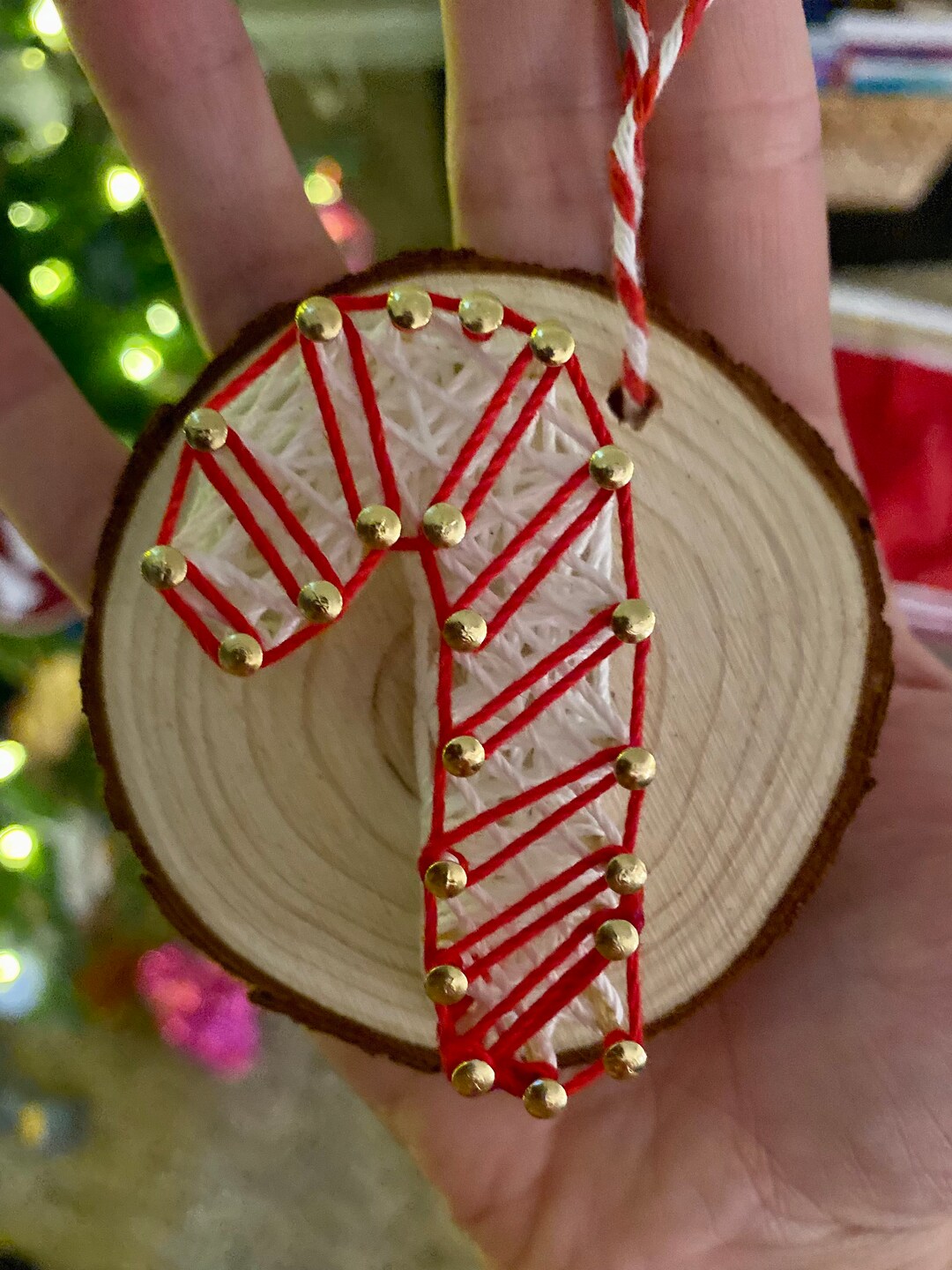 Candy Cane String Art Christmas Ornament - Etsy
