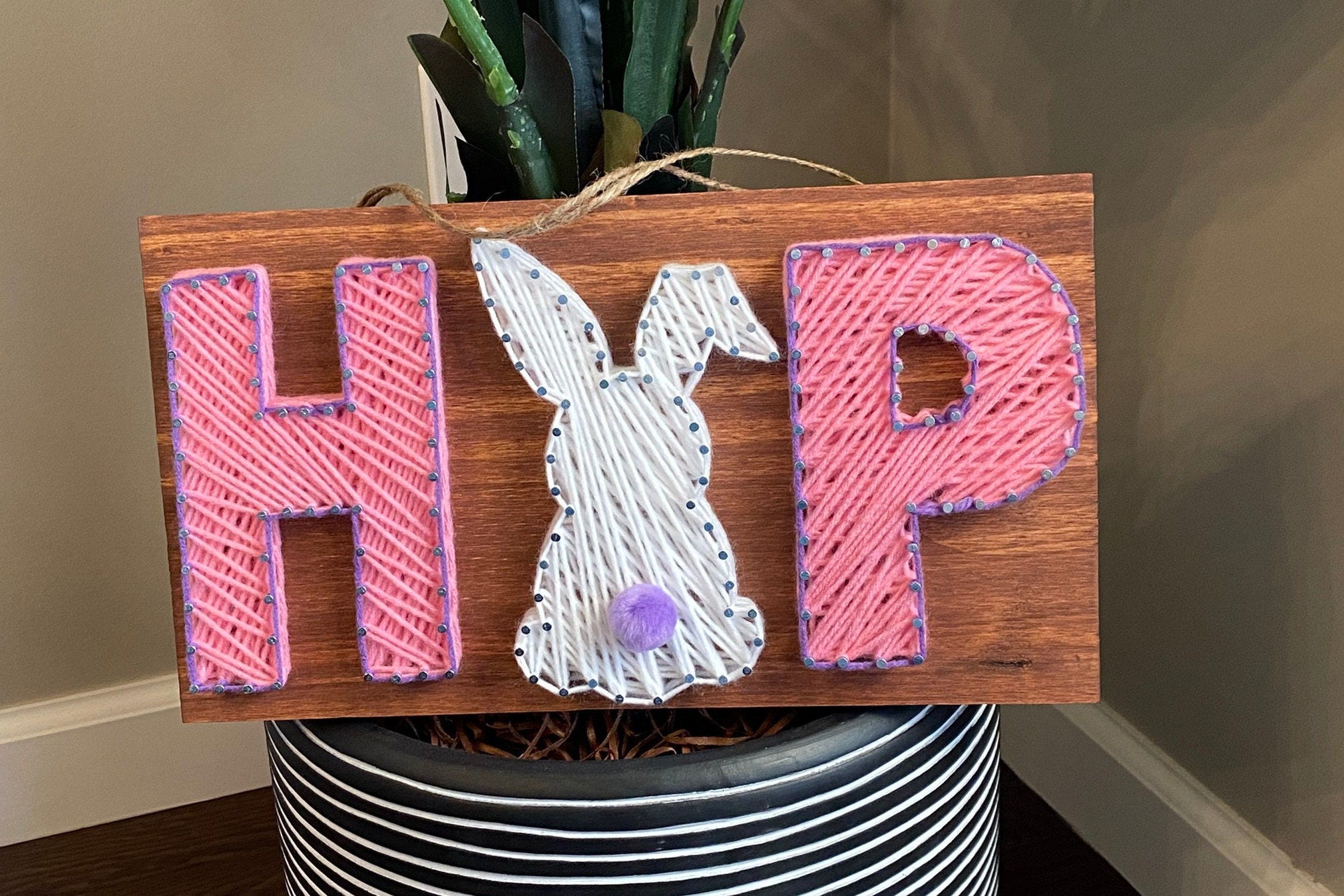 Bunny HOP String Art Hanging Sign - Etsy