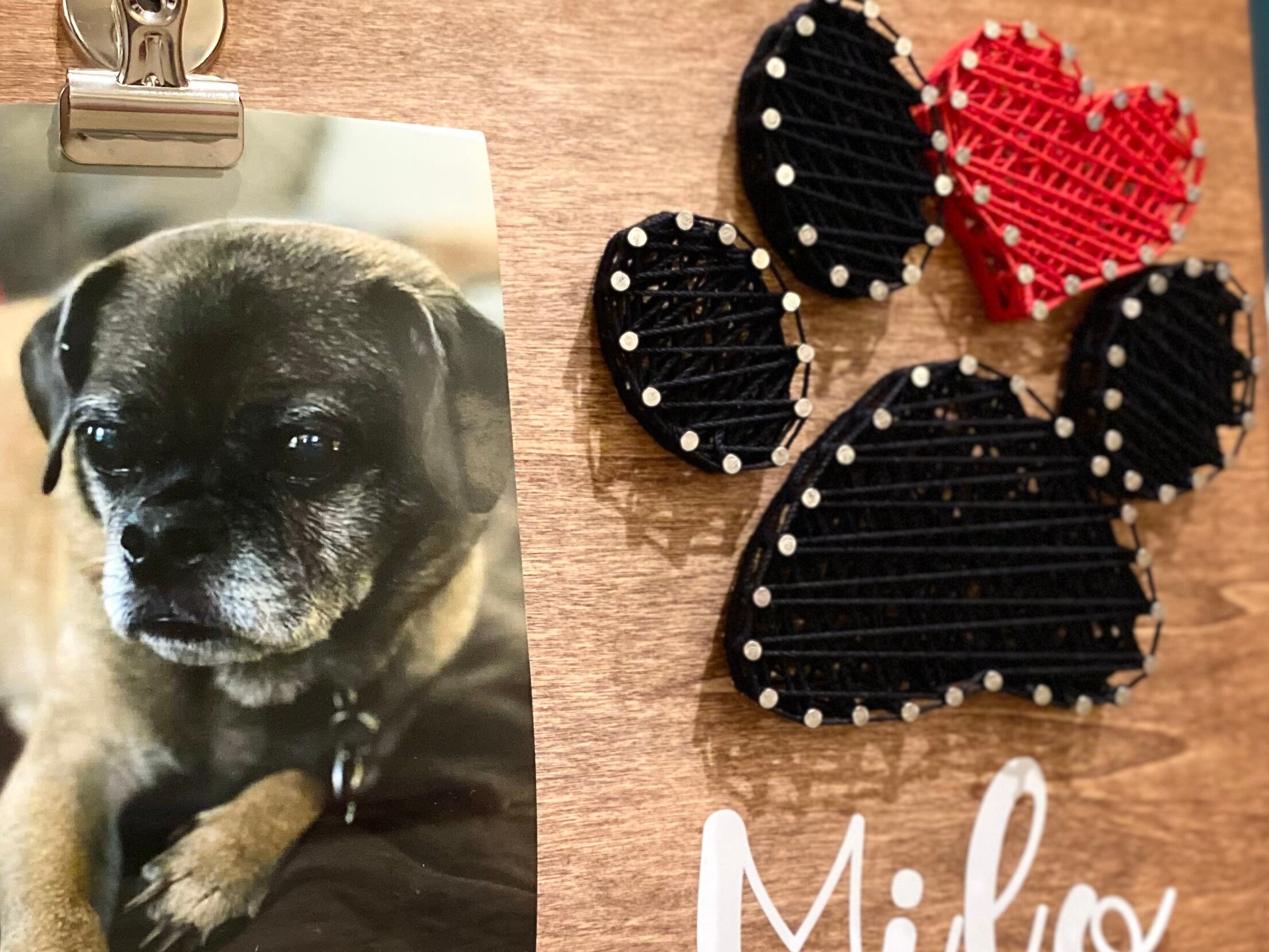 Personalized Dog Paw Print String Art Board With Picture Display - Etsy