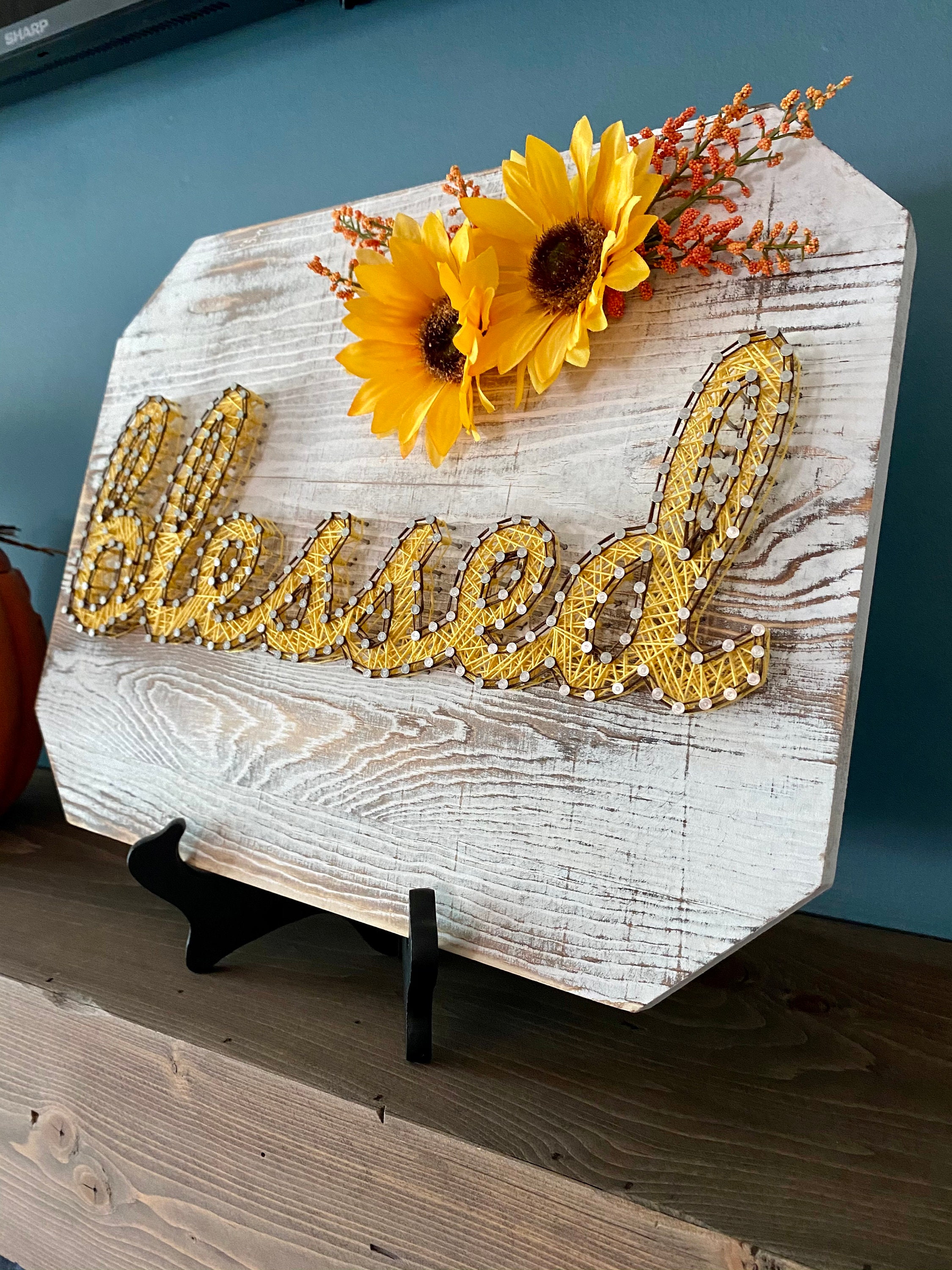 Blessed Sign String Art With Fall Faux Flowers - Etsy