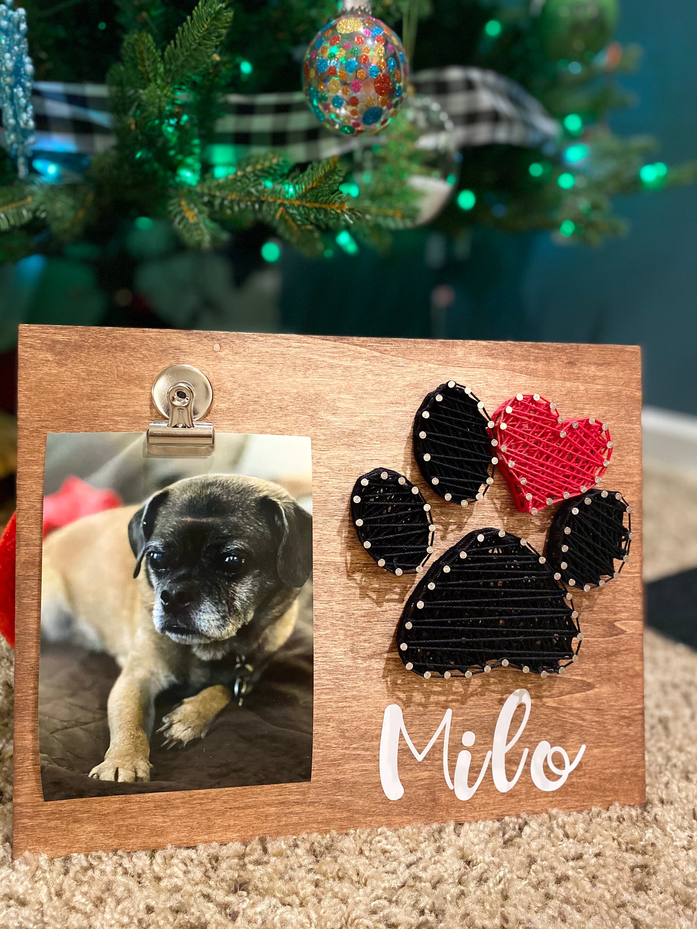 Personalized Dog Paw Print String Art Board With Picture Display - Etsy