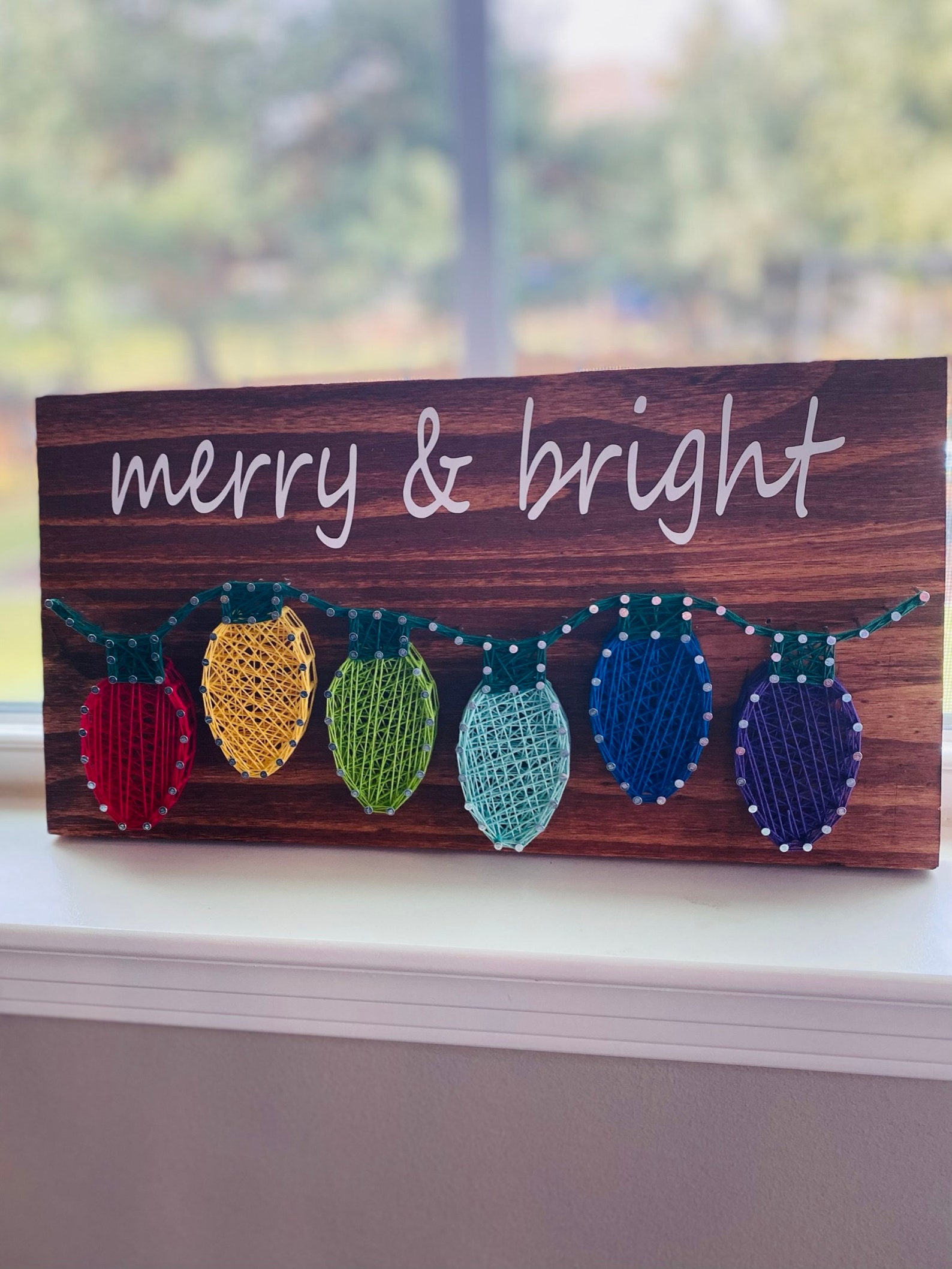 Merry & Bright Christmas Lights String Art - Etsy