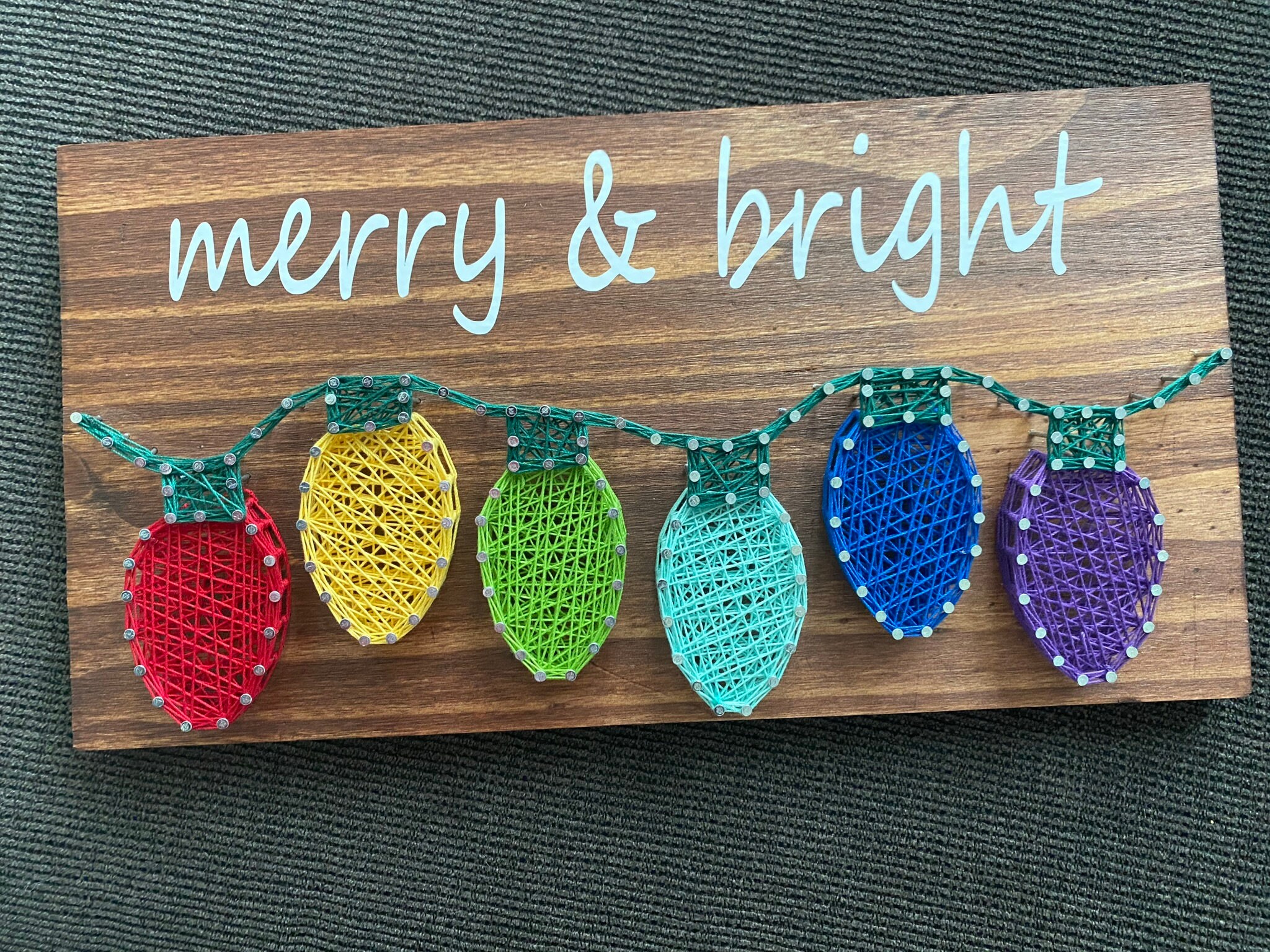 Merry & Bright Christmas Lights String Art - Etsy
