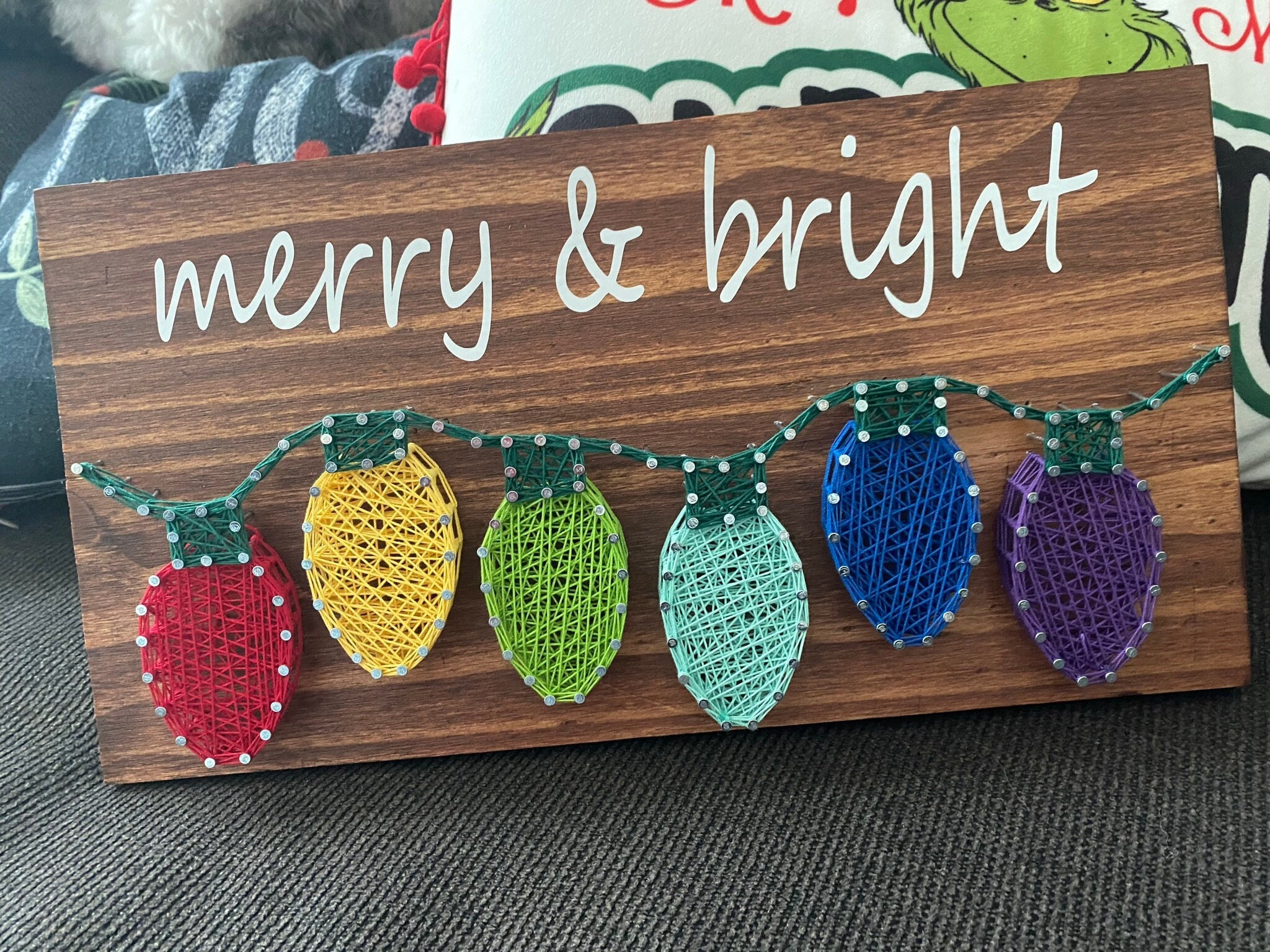 Merry & Bright Christmas Lights String Art - Etsy