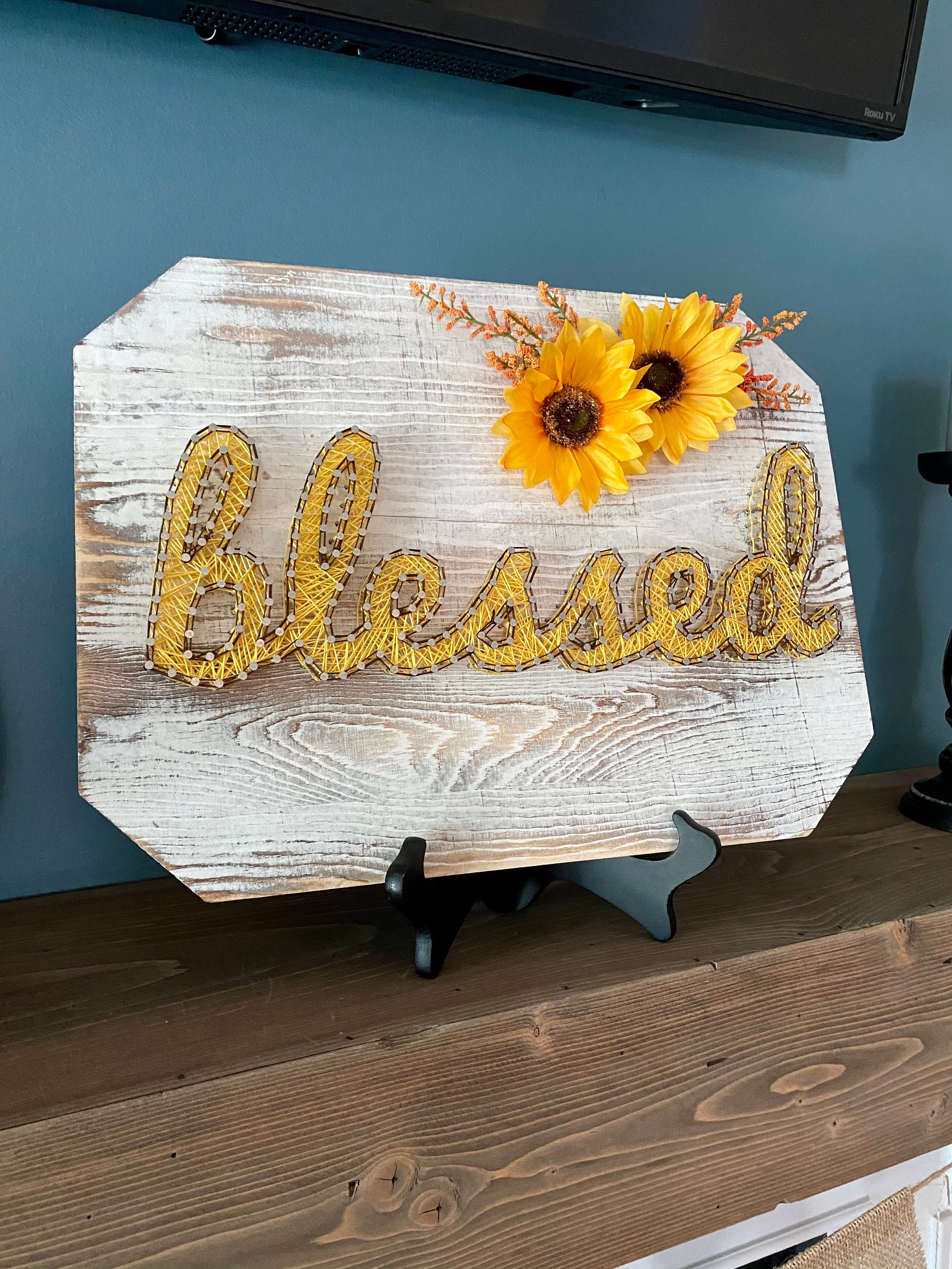 Blessed Sign String Art With Fall Faux Flowers - Etsy