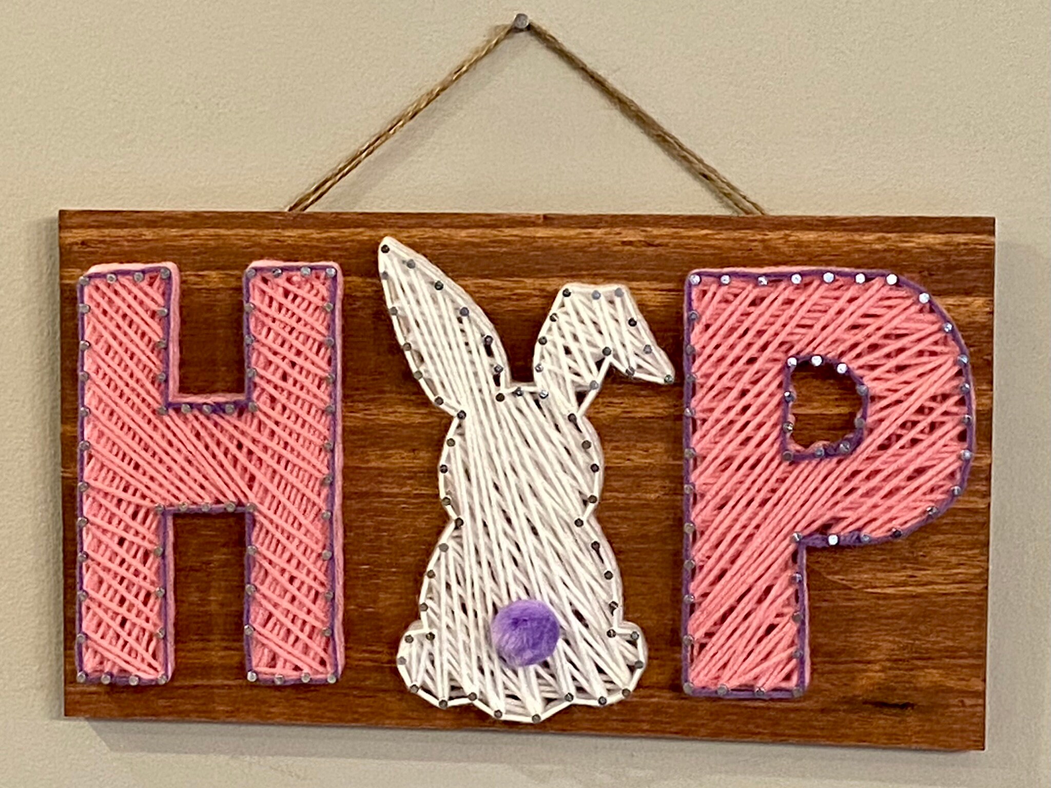 Bunny HOP String Art Hanging Sign - Etsy
