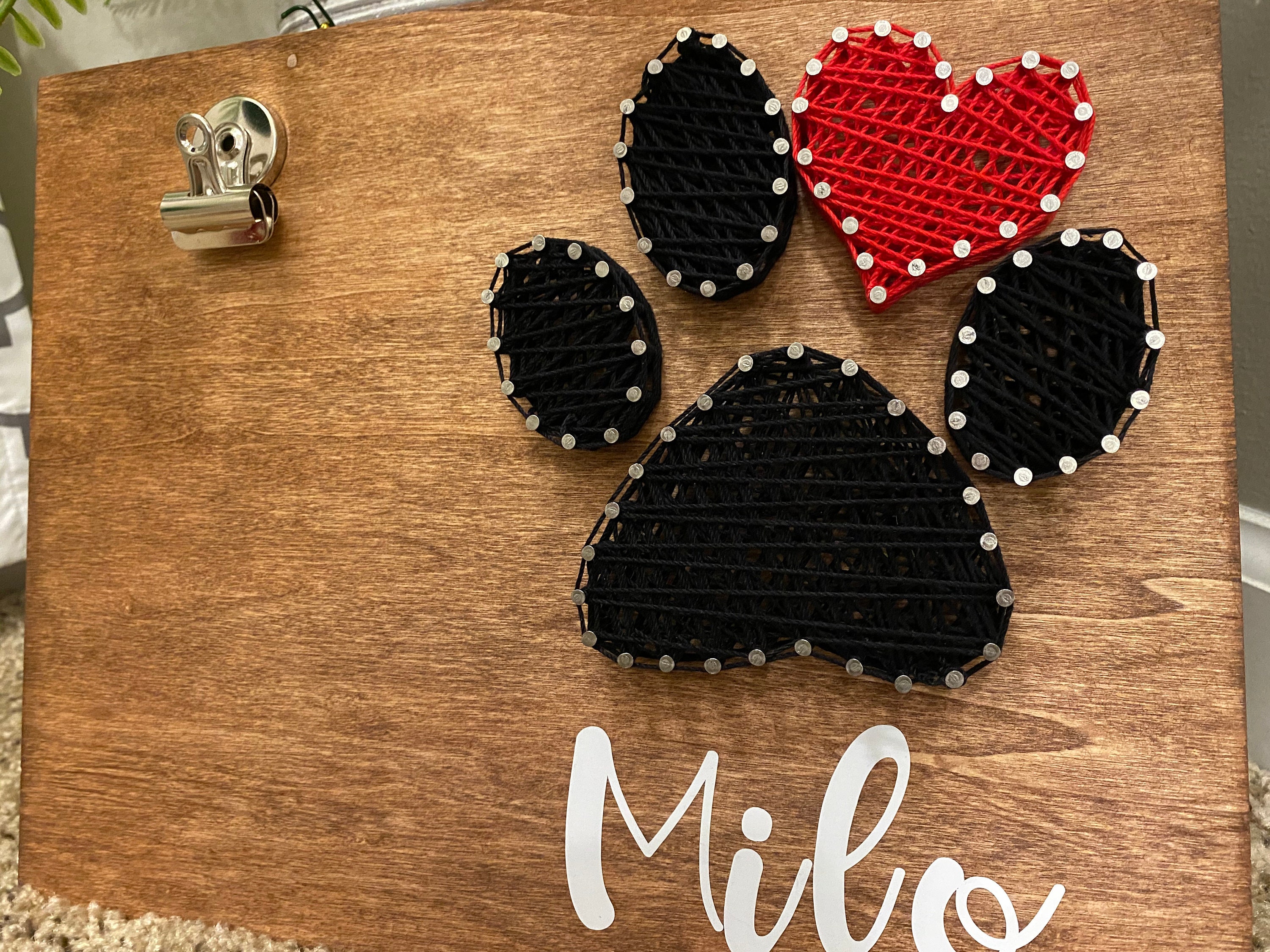 Personalized Dog Paw Print String Art Board With Picture Display - Etsy