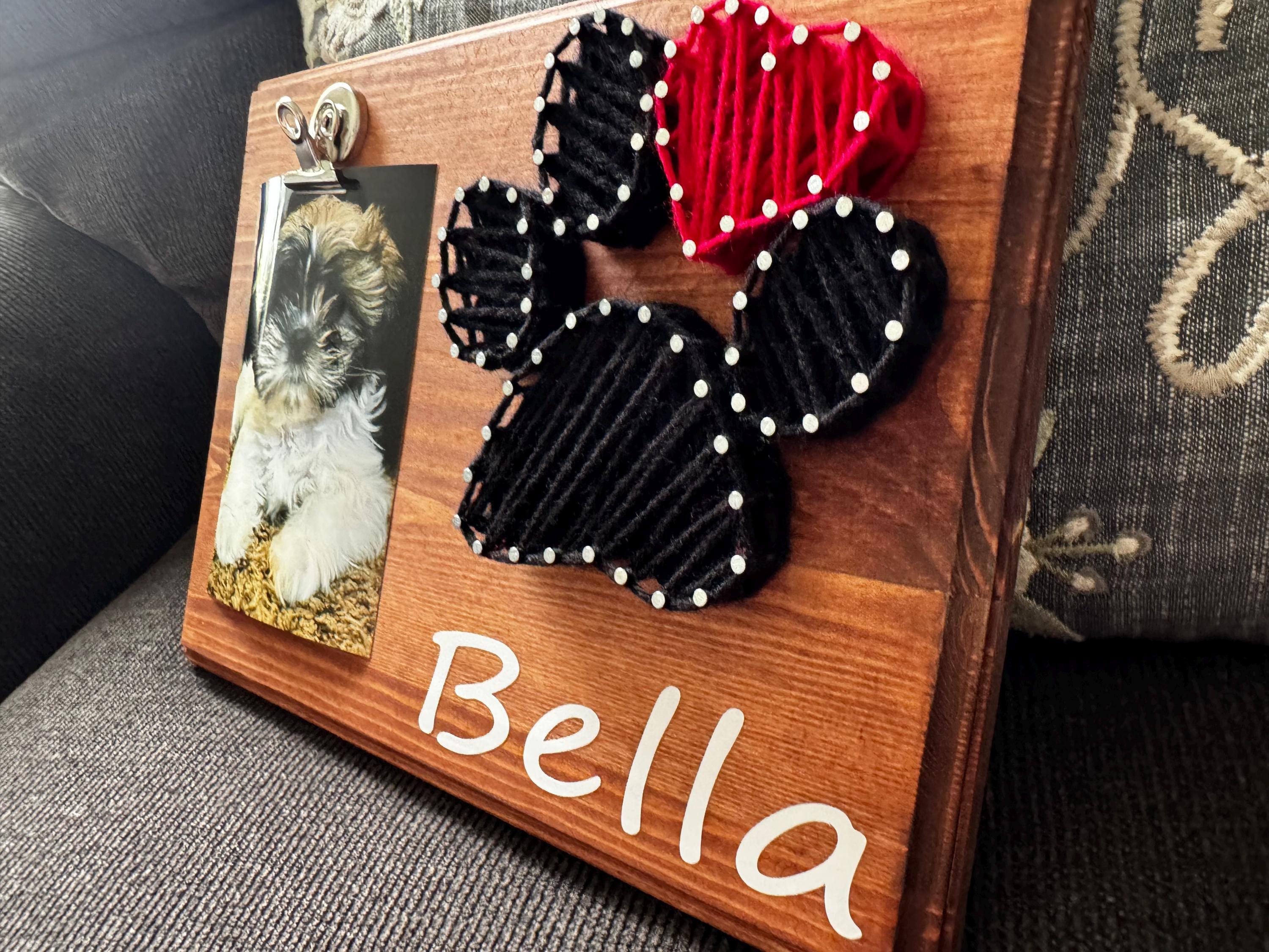 Personalized Dog Paw Print String Art Board With Picture Display - Etsy