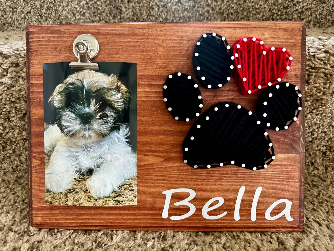 Personalized Dog Paw Print String Art Board With Picture Display - Etsy
